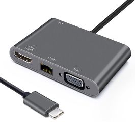 Adaptateur USB C HEDEN USB C male / HDMI F+VGA F+RJ45 HDMI 40/30HZ, VGA ...
